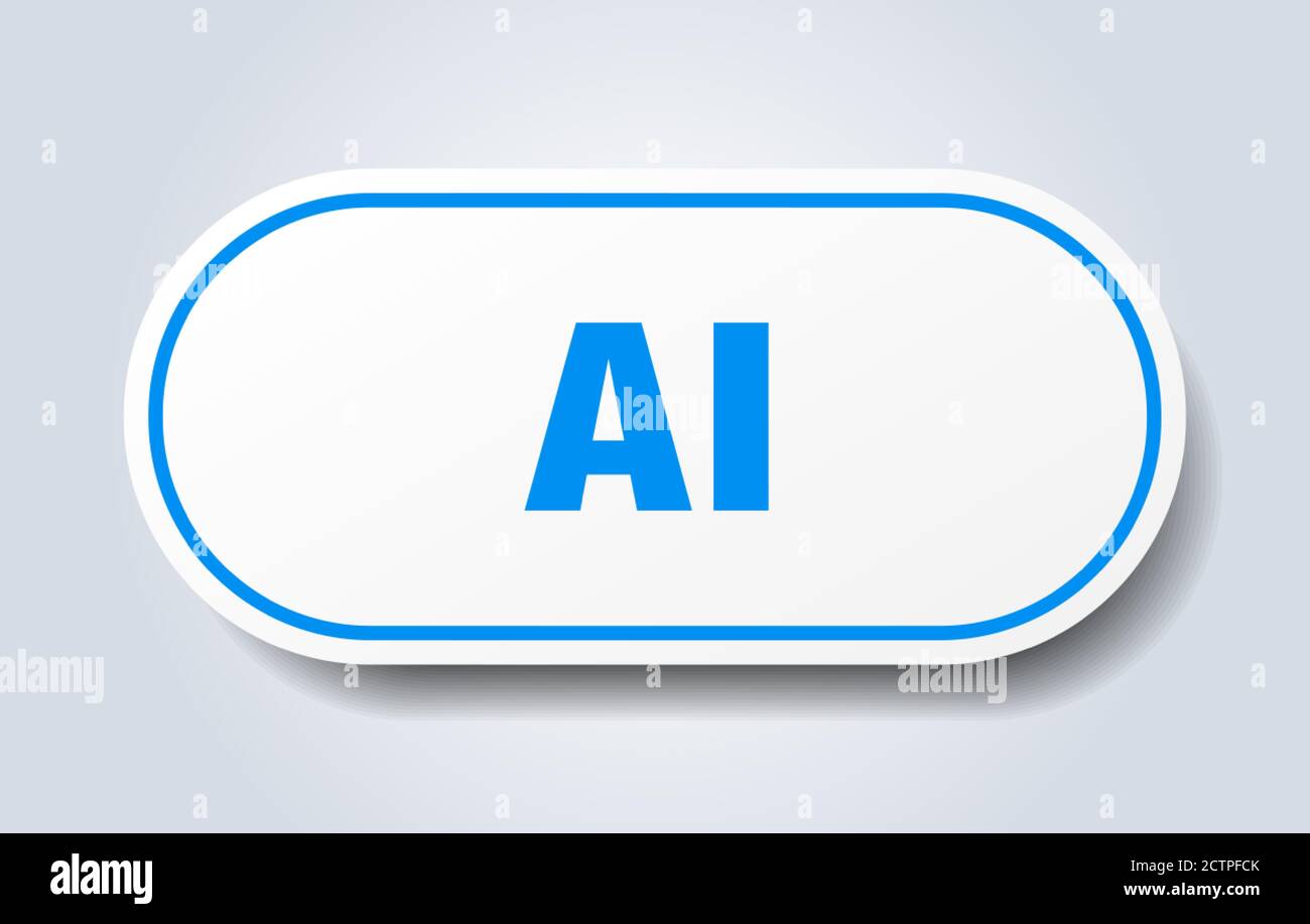 ai sign. rounded isolated sticker. white button Stock Vector Image ...