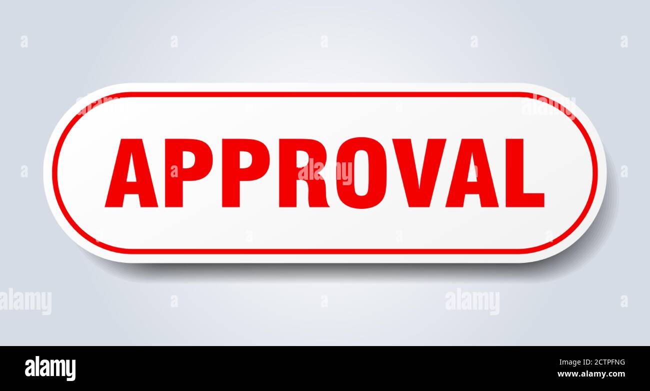 approval sign. rounded isolated sticker. white button Stock Vector ...