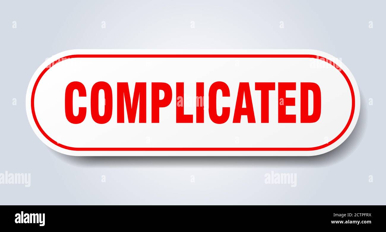 complicated sign. rounded isolated sticker. white button Stock Vector ...