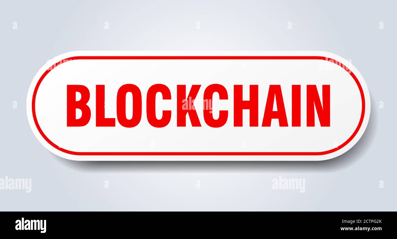 blockchain sign. rounded isolated sticker. white button Stock Vector ...