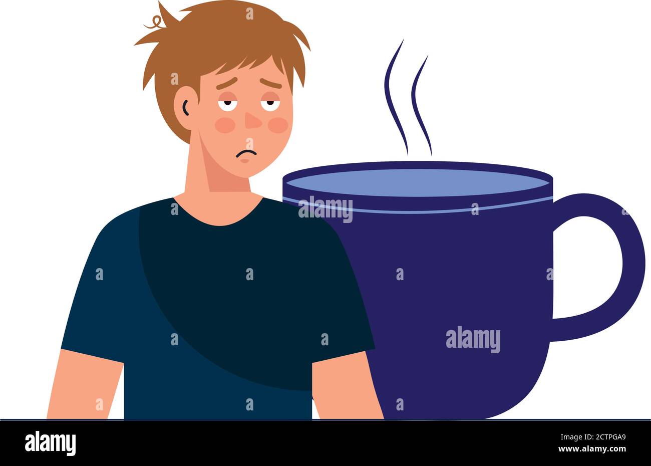 man cartoon with insomnia and coffee mug vector design Stock Vector ...