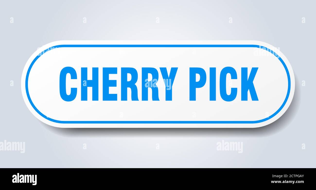 cherry pick sign. rounded isolated sticker. white button Stock Vector ...