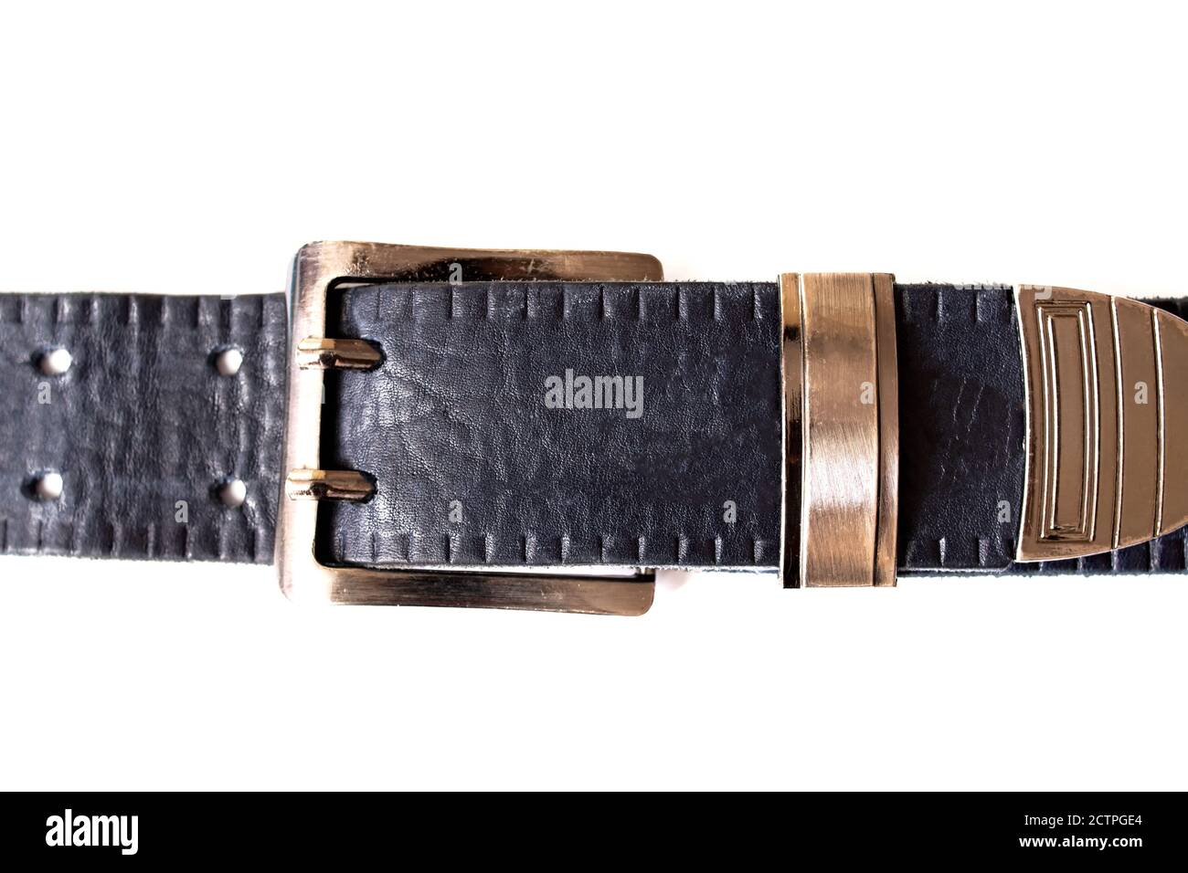 Blue belt buckle isolated on white background Stock Photo - Alamy