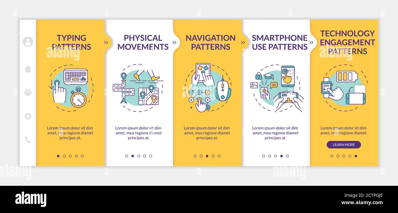 Behavior metrics elements onboarding vector template Stock Vector Image & Art - Alamy
