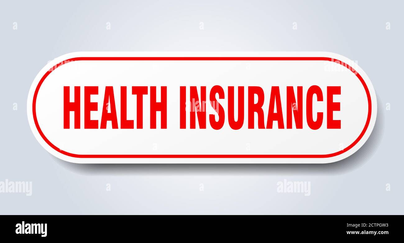 health insurance sign. rounded isolated sticker. white button Stock ...