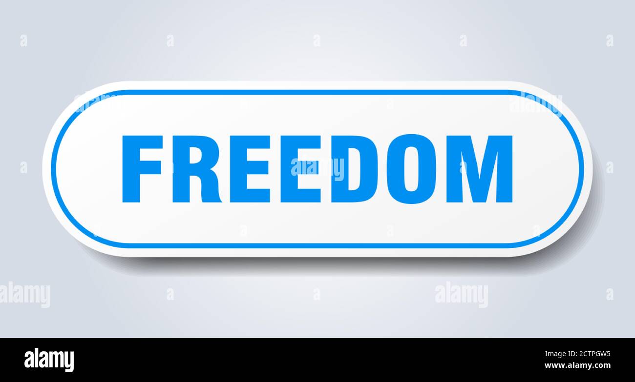 freedom sign. rounded isolated sticker. white button Stock Vector Image ...