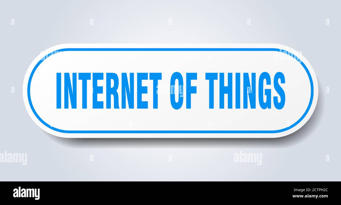 internet of things sign. rounded isolated sticker. white button Stock ...
