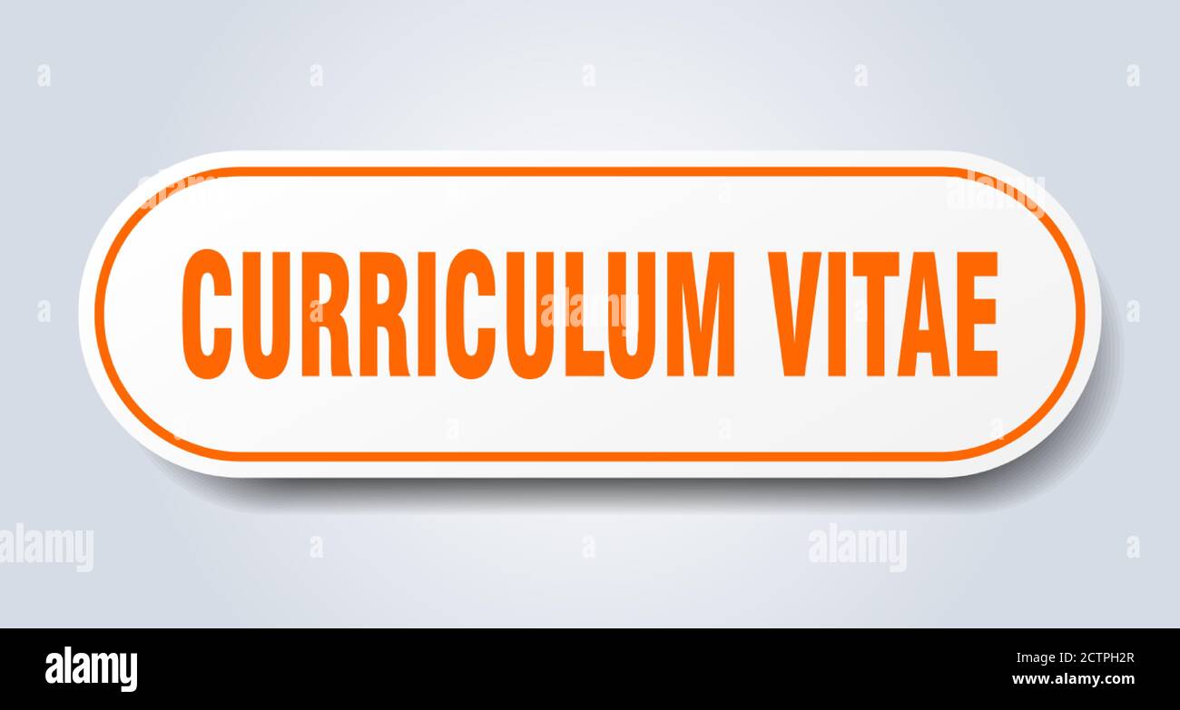 curriculum vitae sign. rounded isolated sticker. white button Stock ...