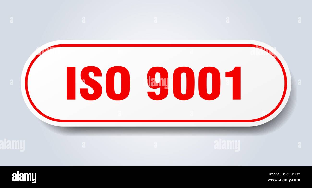 iso 9001 sign. rounded isolated sticker. white button Stock Vector ...