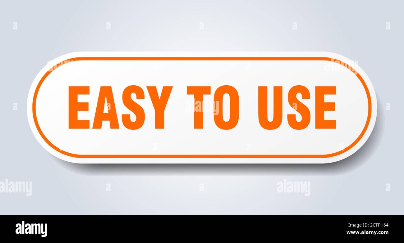 easy to use sign. rounded isolated sticker. white button Stock Vector ...