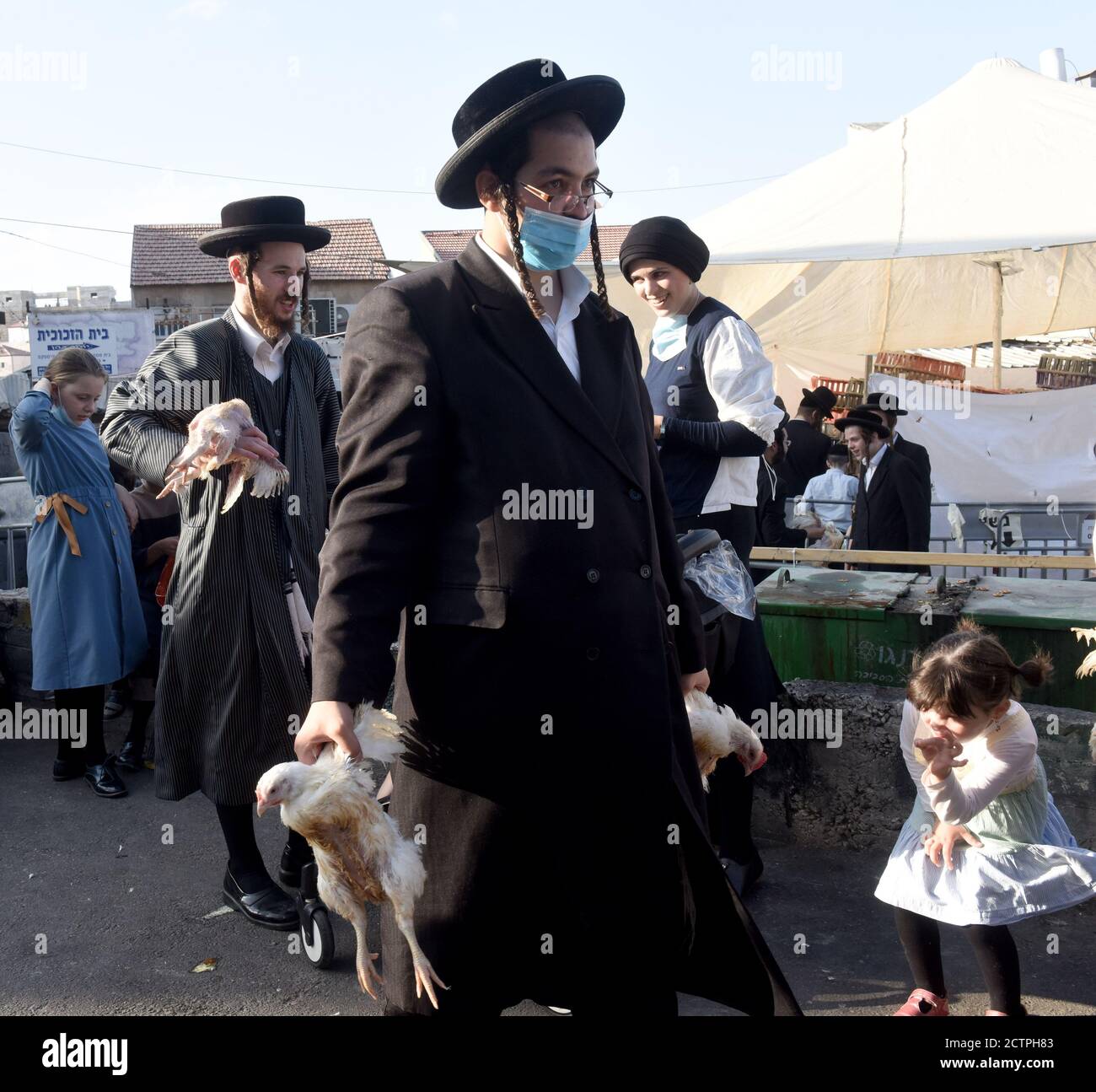 Jerusalem, Israel. 24th Sep, 2020. An Ultra-Orthodox Jew prays to caste ...