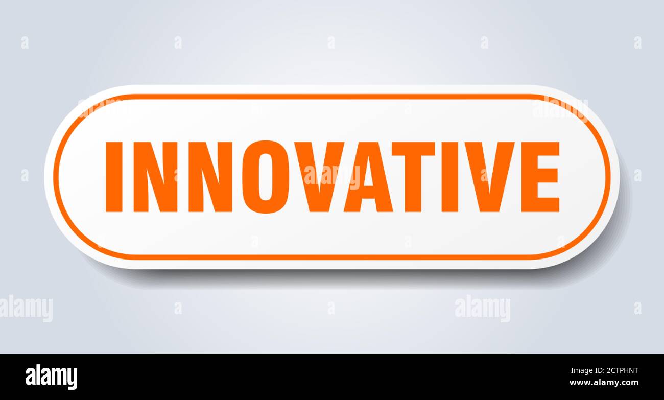 innovative sign. rounded isolated sticker. white button Stock Vector ...