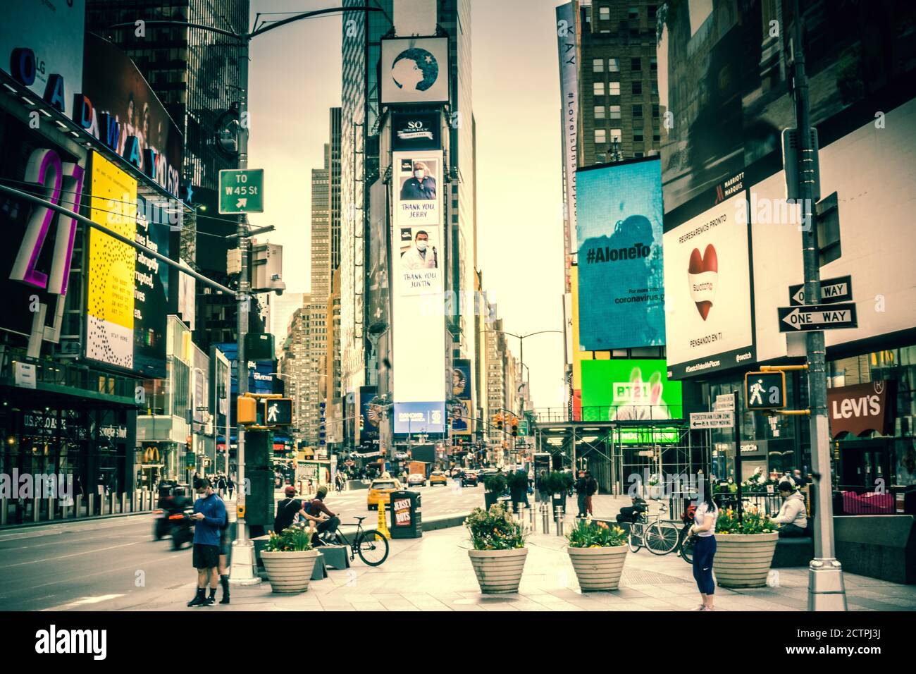 New York, USA - April 26, 2019: Empty streets of Times Square in New ...