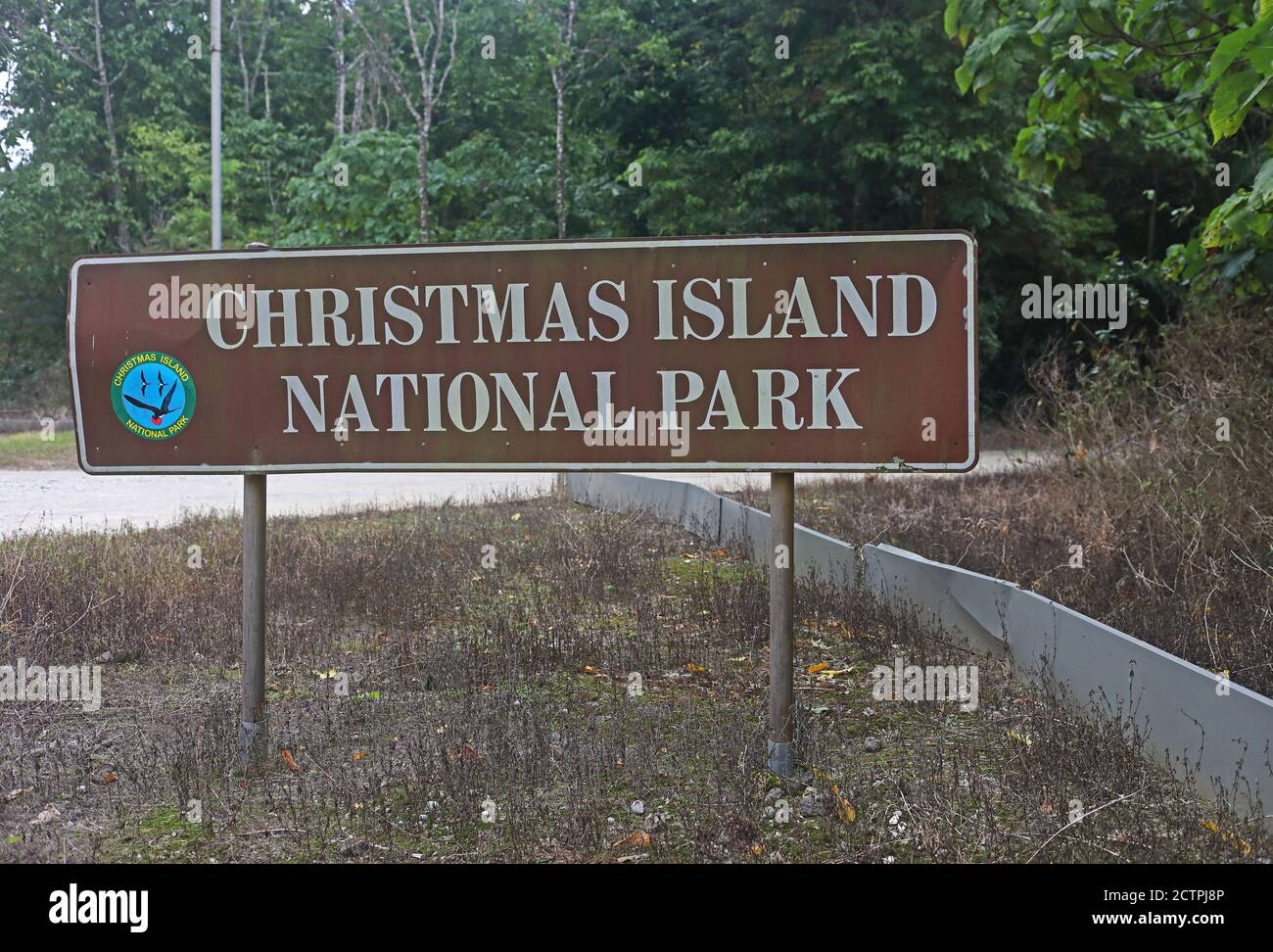 National Park sign with crab 'wall' at base Christmas Island, Australia ...