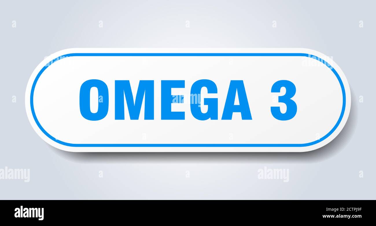 omega 3 sign. rounded isolated sticker. white button Stock Vector Image ...