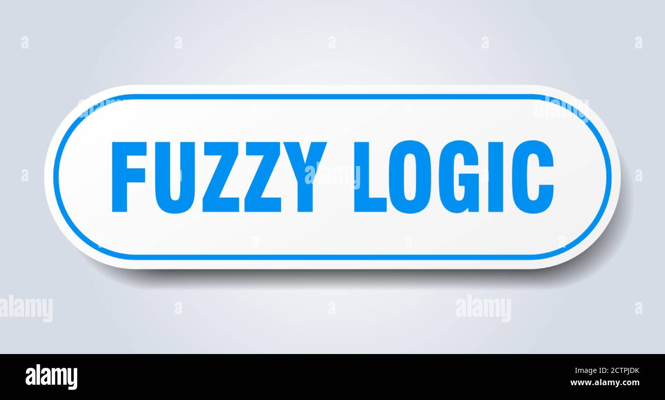fuzzy logic sign. rounded isolated sticker. white button Stock Vector ...