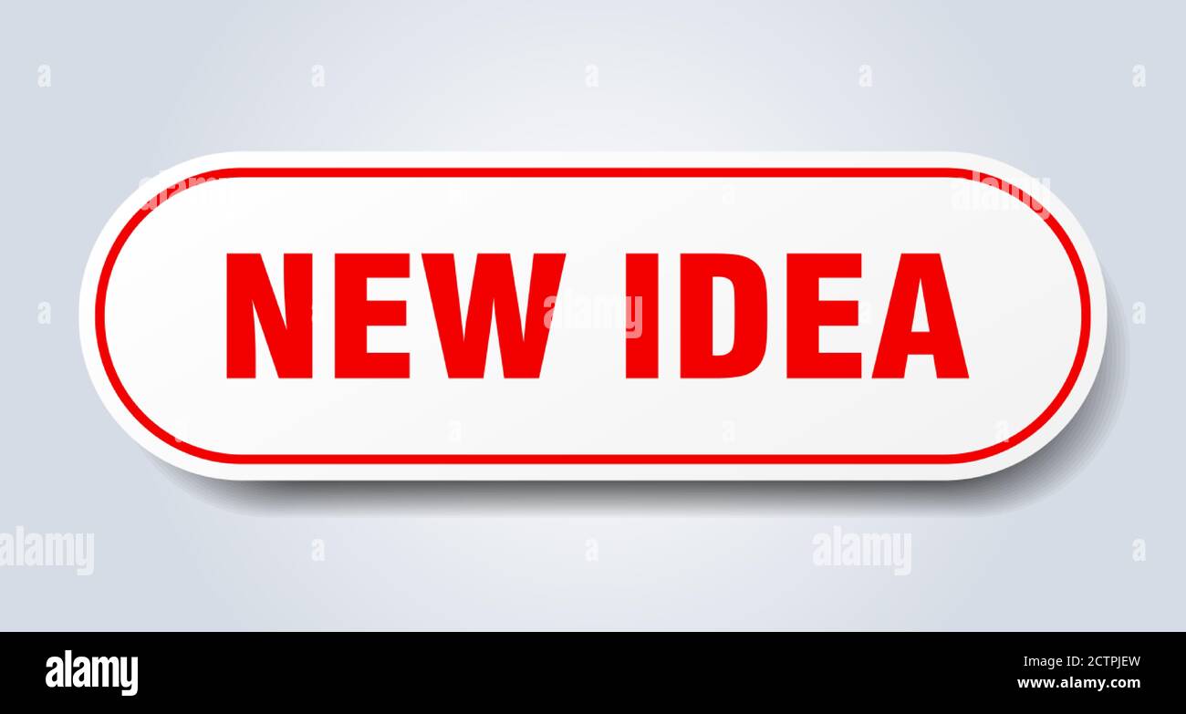 new idea sign. rounded isolated sticker. white button Stock Vector ...