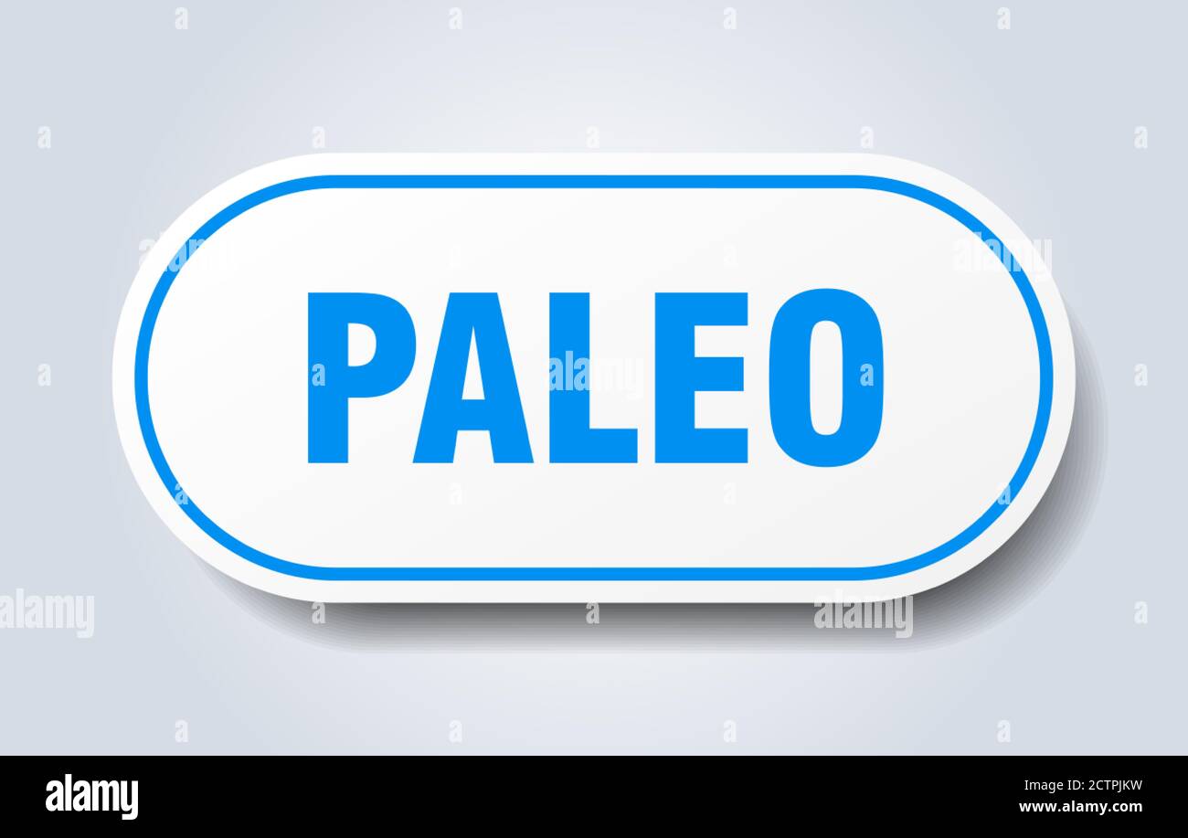 paleo sign. rounded isolated sticker. white button Stock Vector Image ...