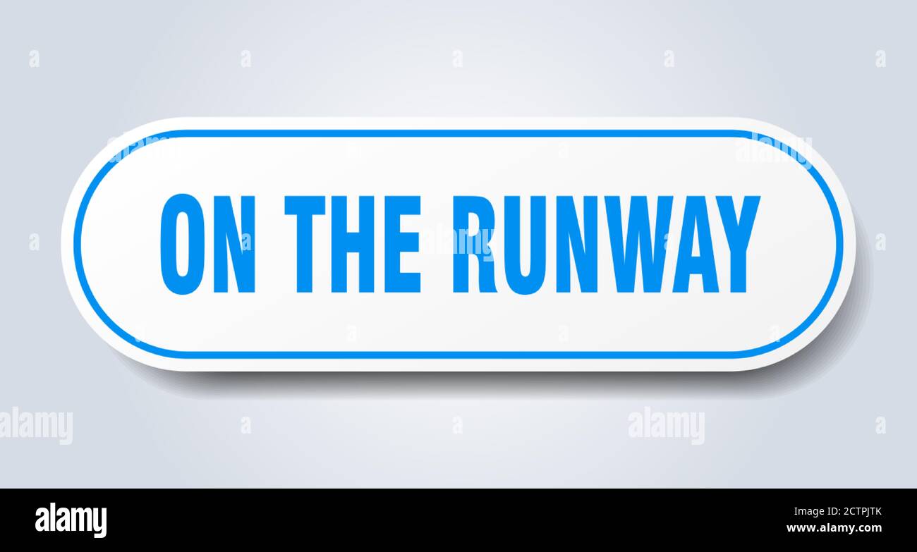 on the runway sign. rounded isolated sticker. white button Stock Vector ...