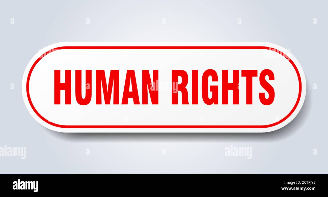 human rights sign. rounded isolated sticker. white button Stock Vector ...