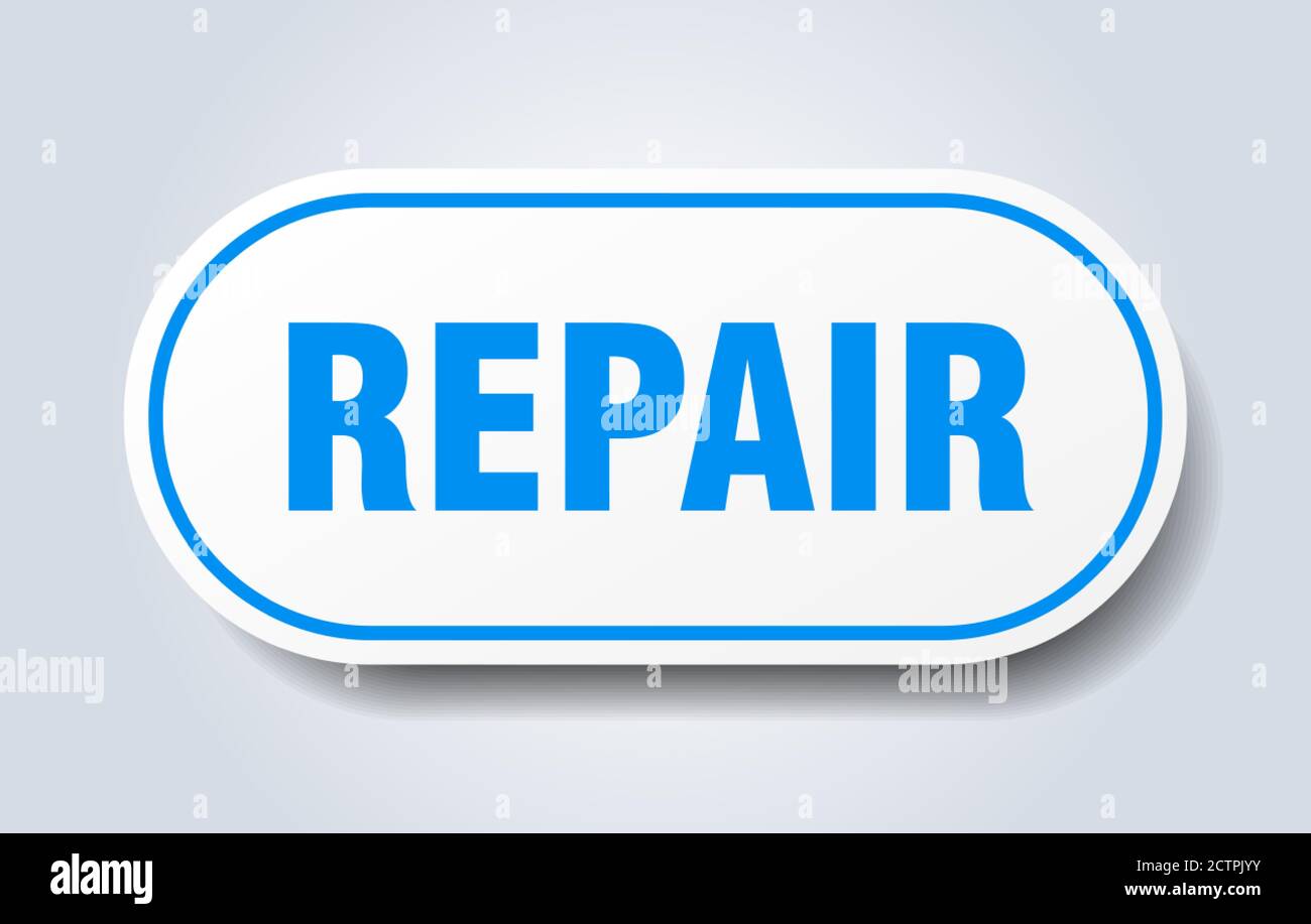 repair sign. rounded isolated sticker. white button Stock Vector Image ...
