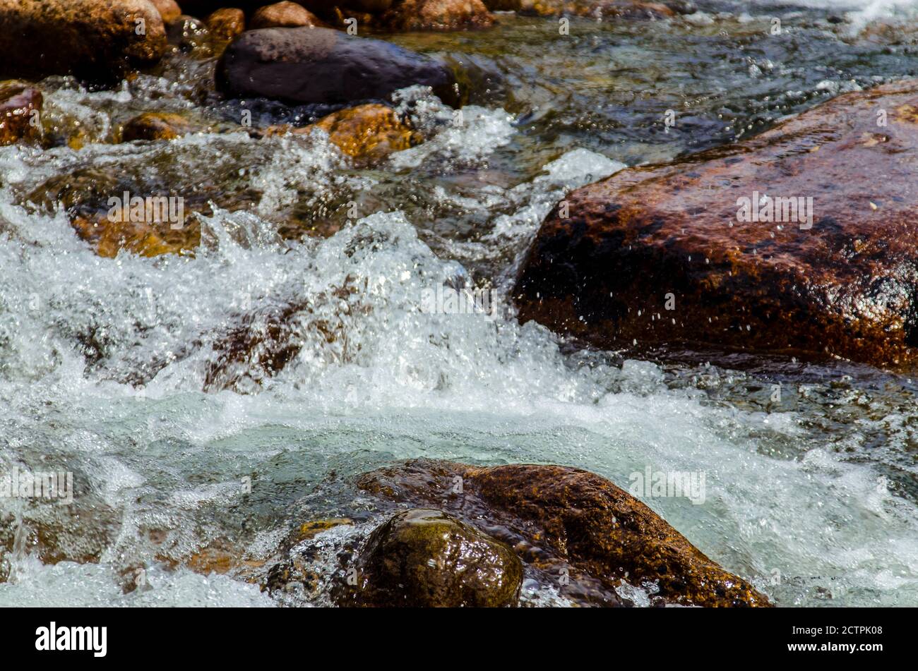 in summer rocky mountain river water silk. mountain river Stock Photo ...