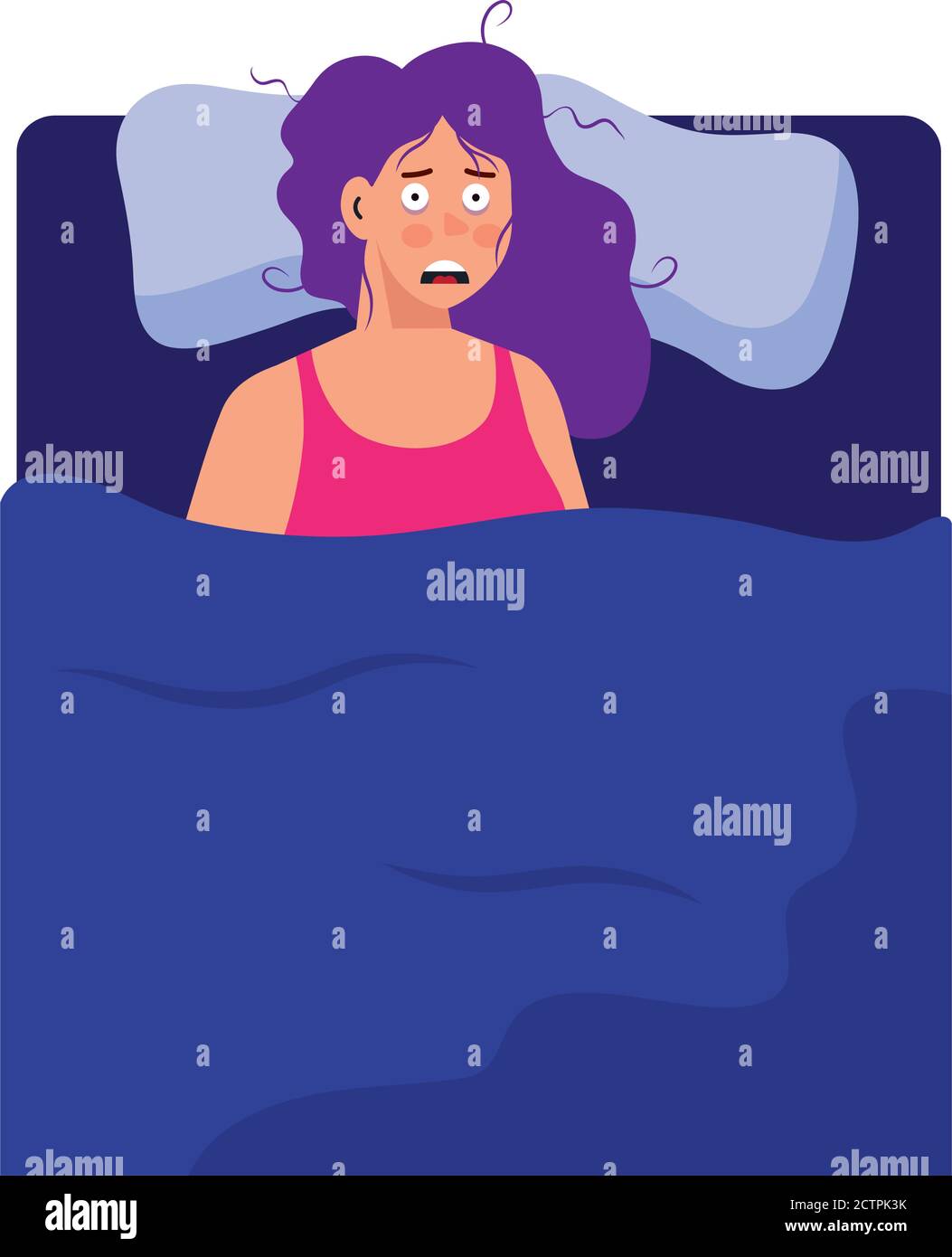 woman cartoon with insomnia in bed vector design Stock Vector Image ...