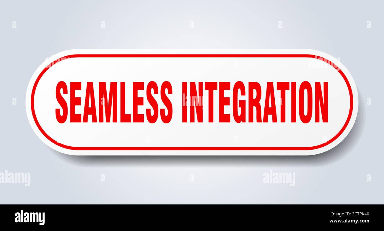seamless integration sign. rounded isolated sticker. white button Stock ...