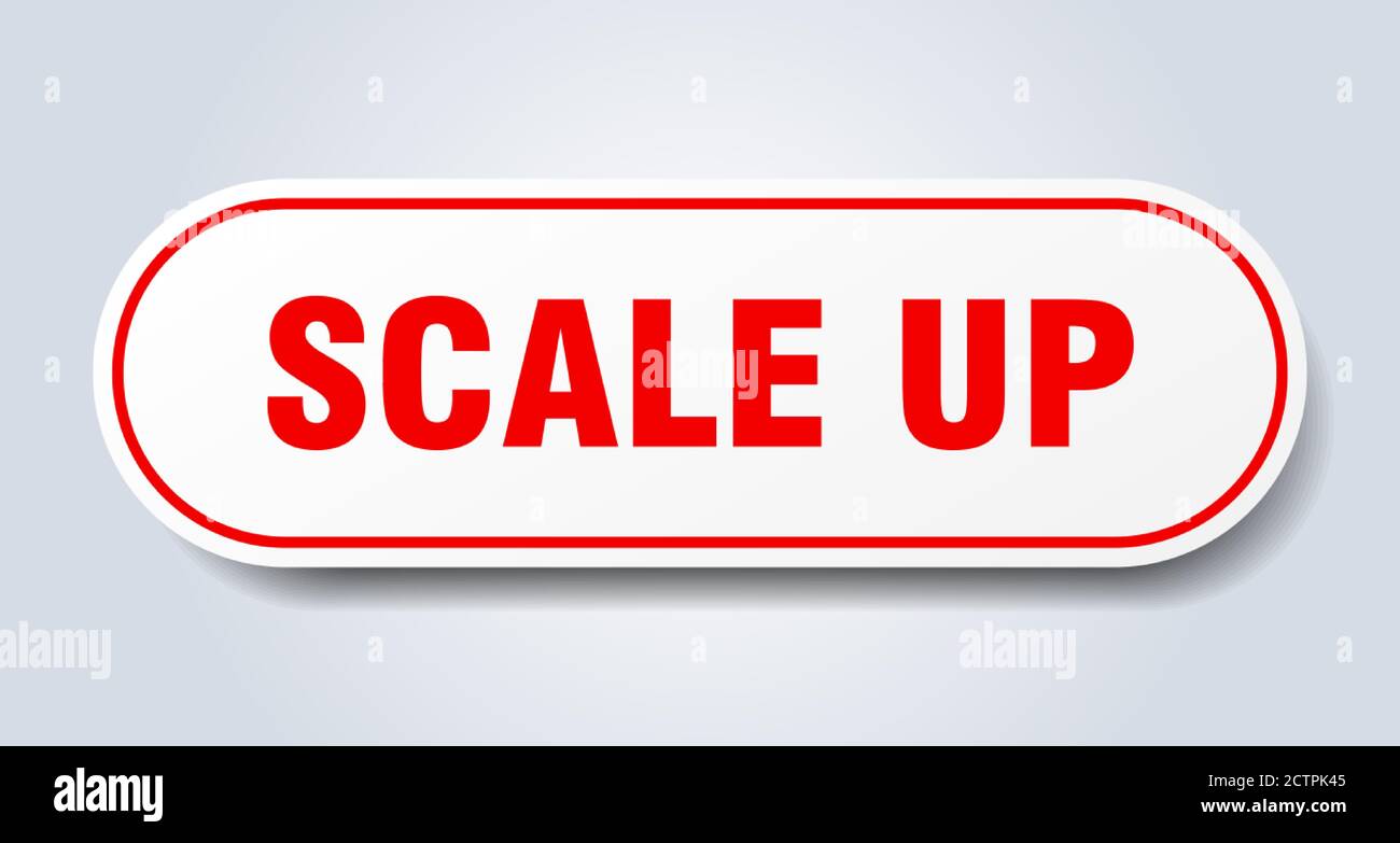 scale up sign. rounded isolated sticker. white button Stock Vector ...