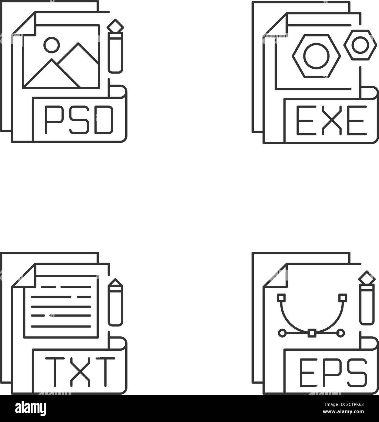 File types pixel perfect linear icons set Stock Vector Image & Art - Alamy