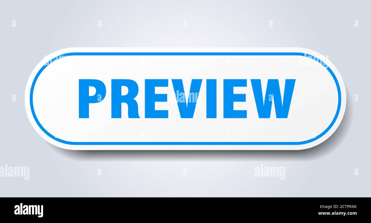 preview sign. rounded isolated sticker. white button Stock Vector Image ...