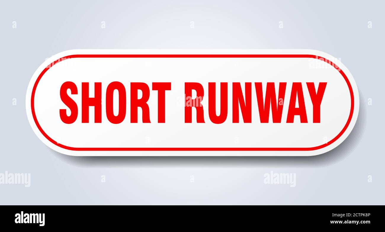 short runway sign. rounded isolated sticker. white button Stock Vector ...