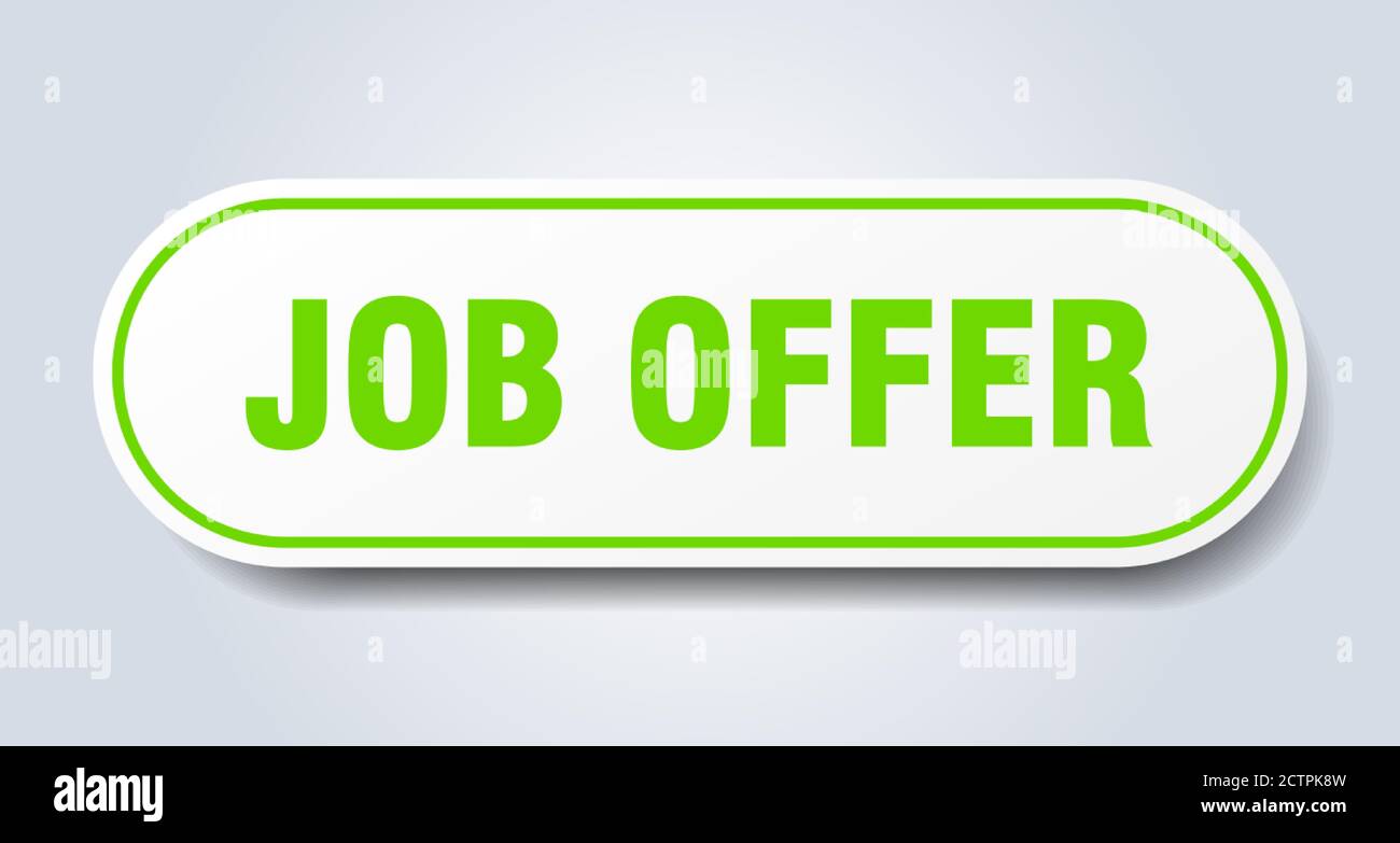 job offer sign. rounded isolated sticker. white button Stock Vector ...