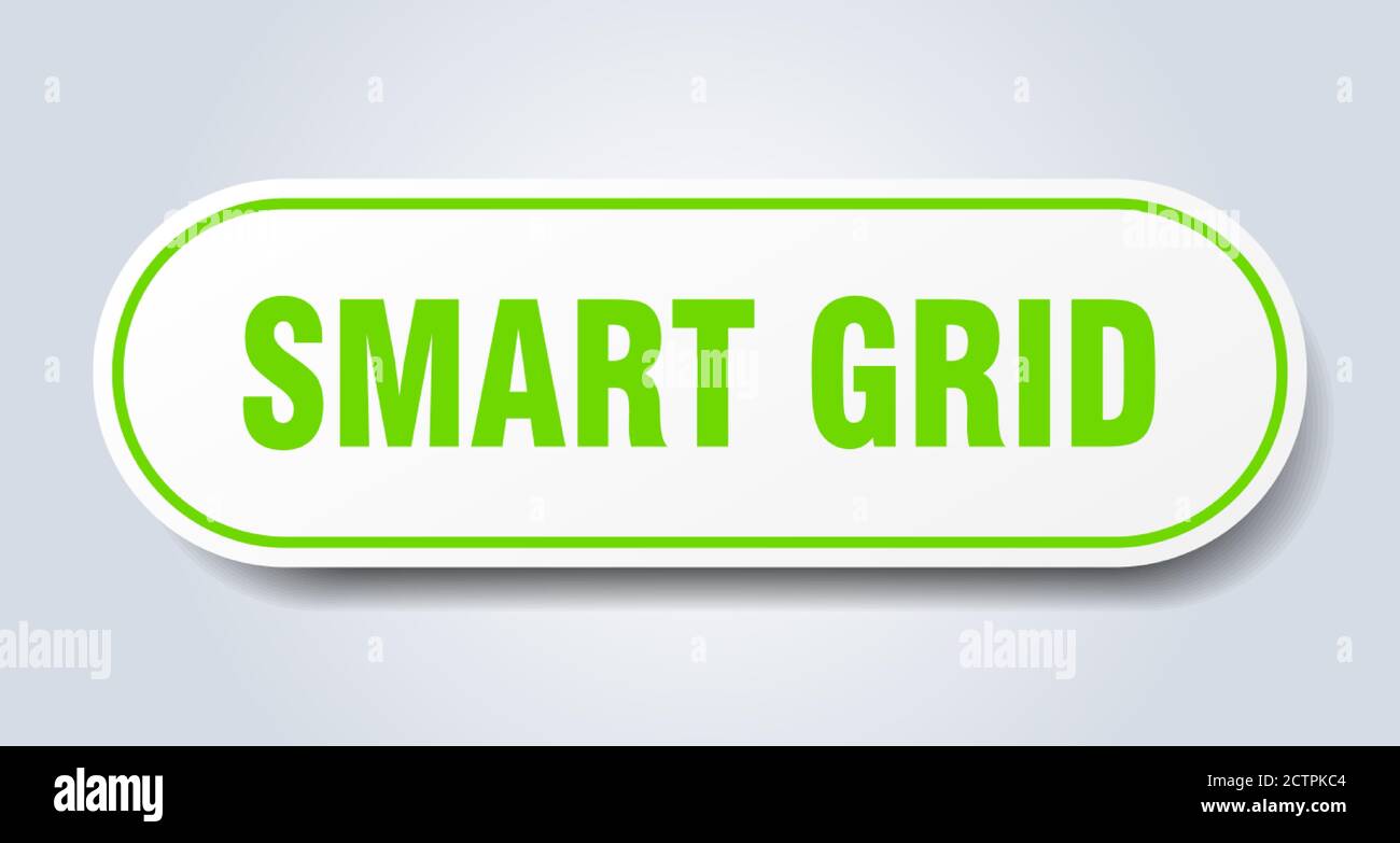 smart grid sign. rounded isolated sticker. white button Stock Vector ...