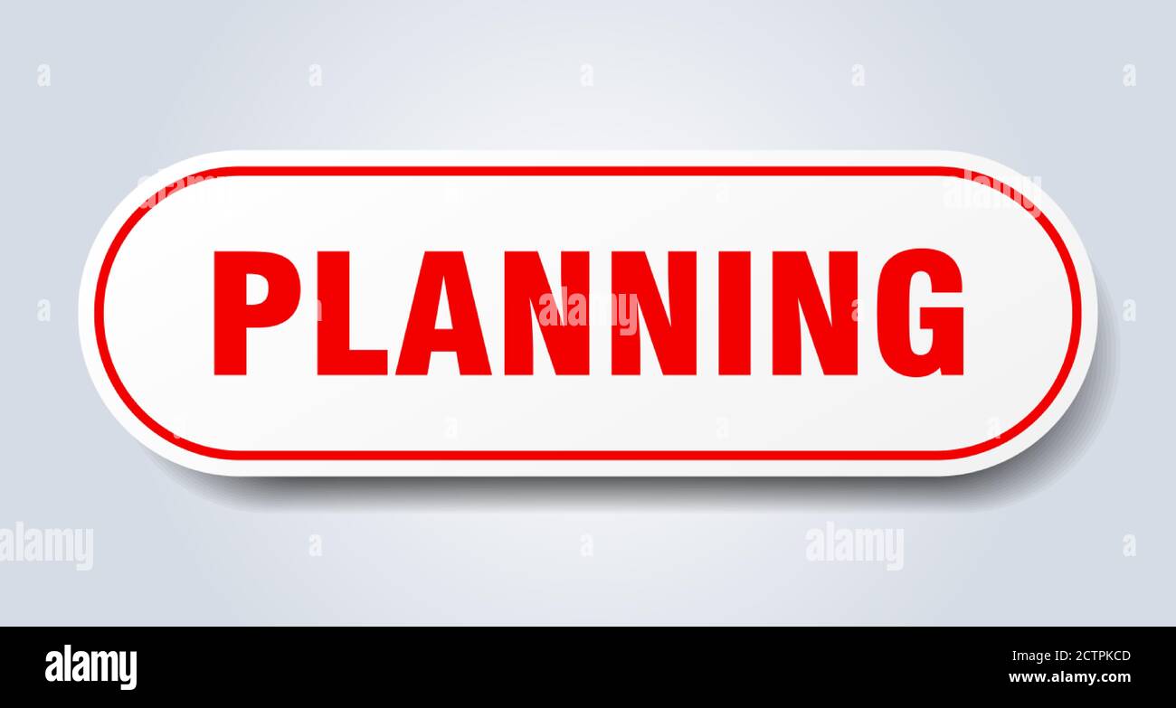 planning sign. rounded isolated sticker. white button Stock Vector ...