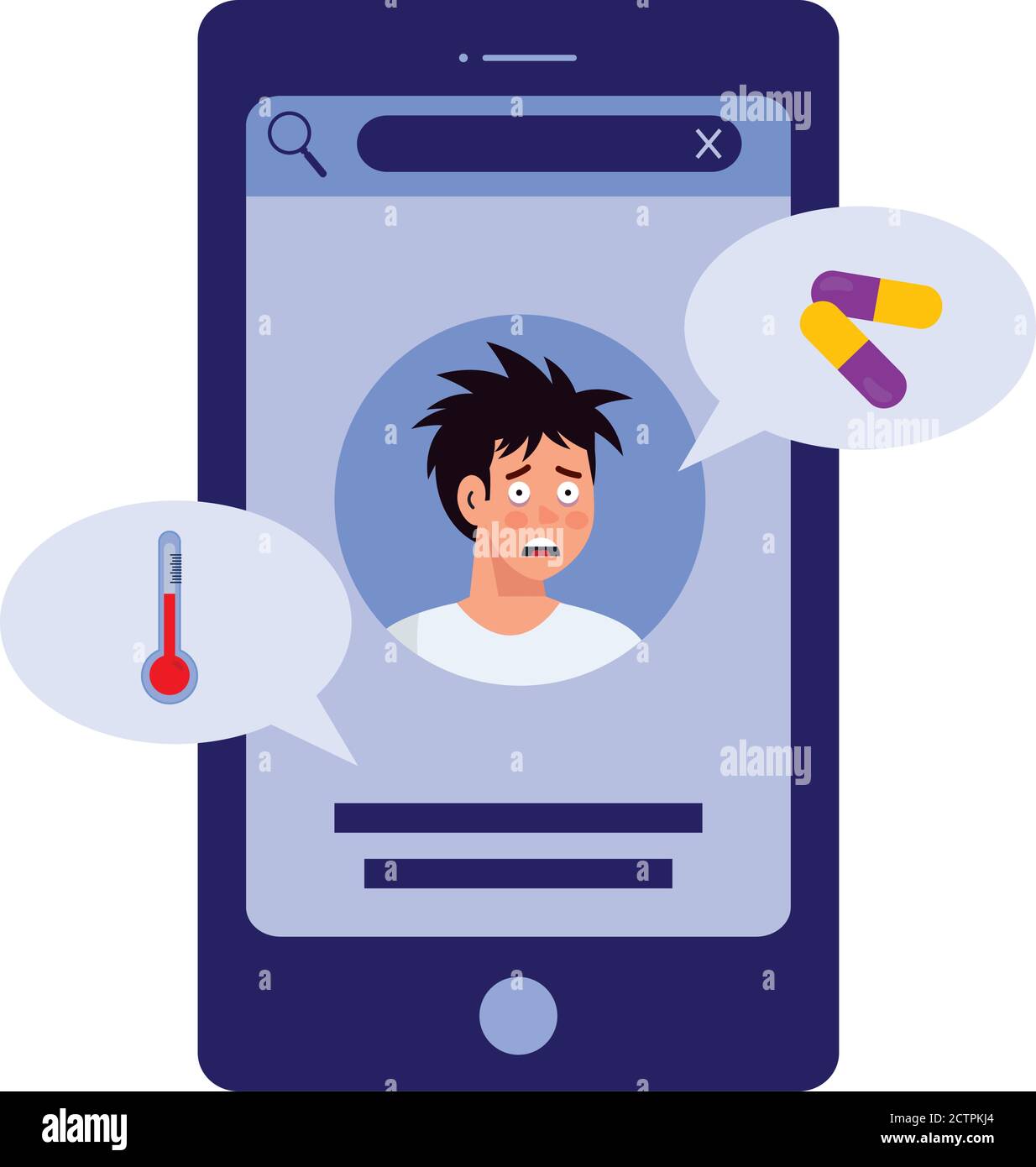 man cartoon with insomnia and bubbles in smartphone vector design Stock ...
