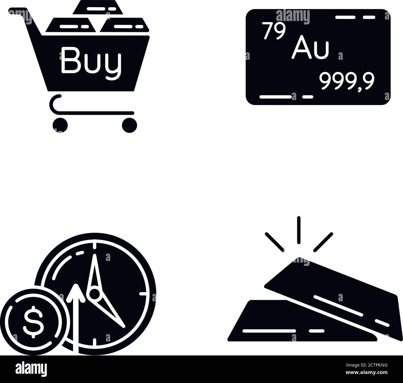 Precious metals trade black glyph icons set on white space Stock Vector ...