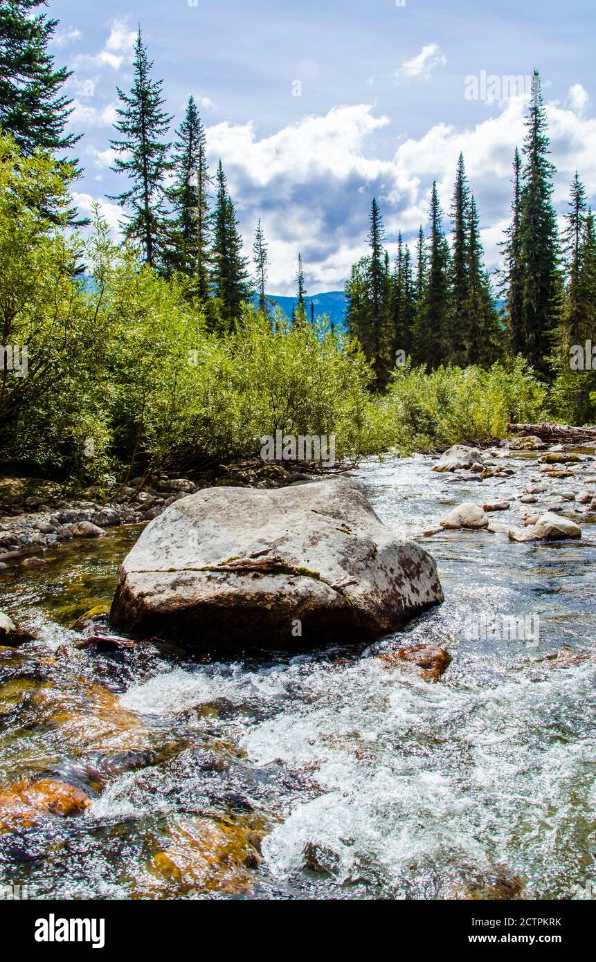 in summer rocky mountain river water silk. mountain river Stock Photo ...