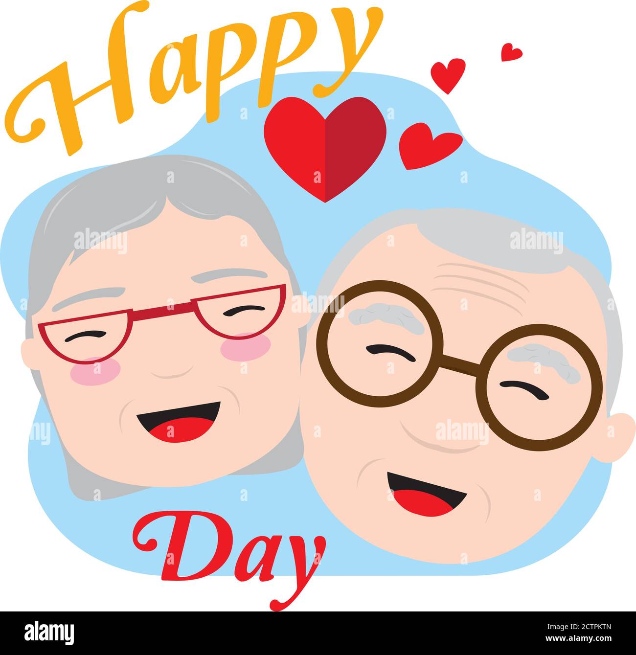Happy gandparents day card. Happy old couple - Vector Stock Vector ...