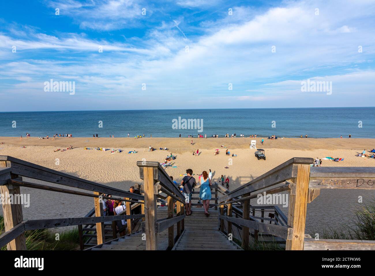 Wooden step down to Marconi Beach, Eastham, Cape Cod National Seashore ...