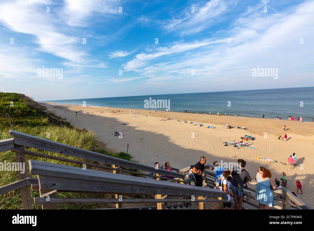 Wooden step down to Marconi Beach, Eastham, Cape Cod National Seashore ...