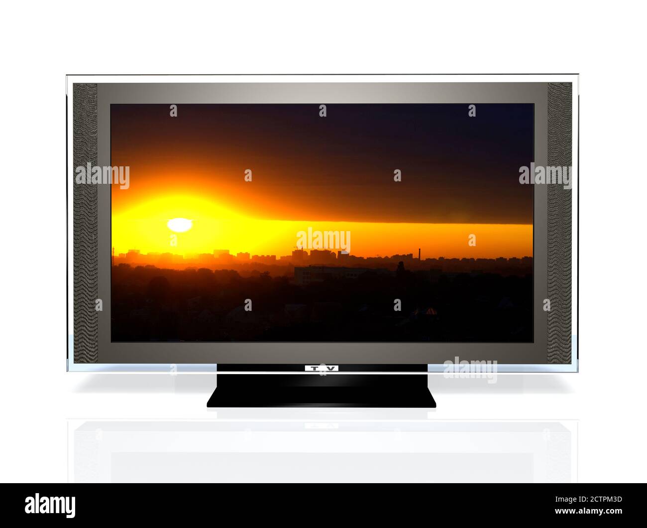 Plasma TV screen. 3D render of a TV with a screen saver. Screen saver ...