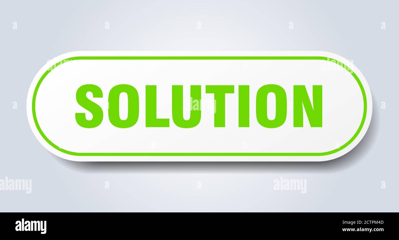 solution sign. rounded isolated sticker. white button Stock Vector ...