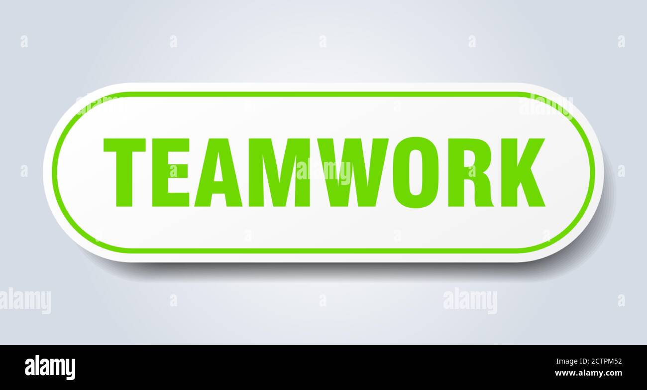teamwork sign. rounded isolated sticker. white button Stock Vector ...