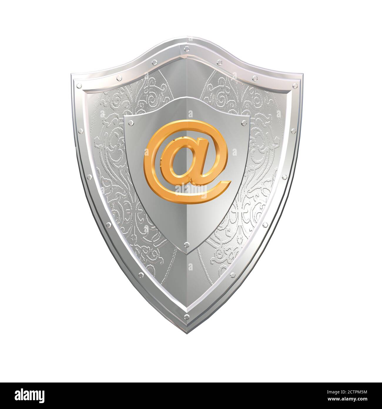 Internet protection. Metal shield with an internet sign. Security ...