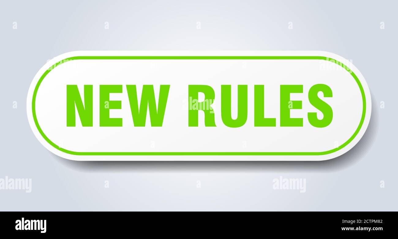new rules sign. rounded isolated sticker. white button Stock Vector ...