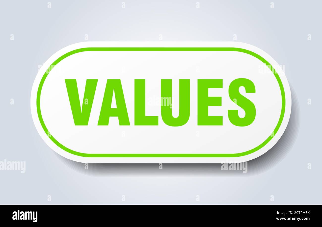 values sign. rounded isolated sticker. white button Stock Vector Image ...