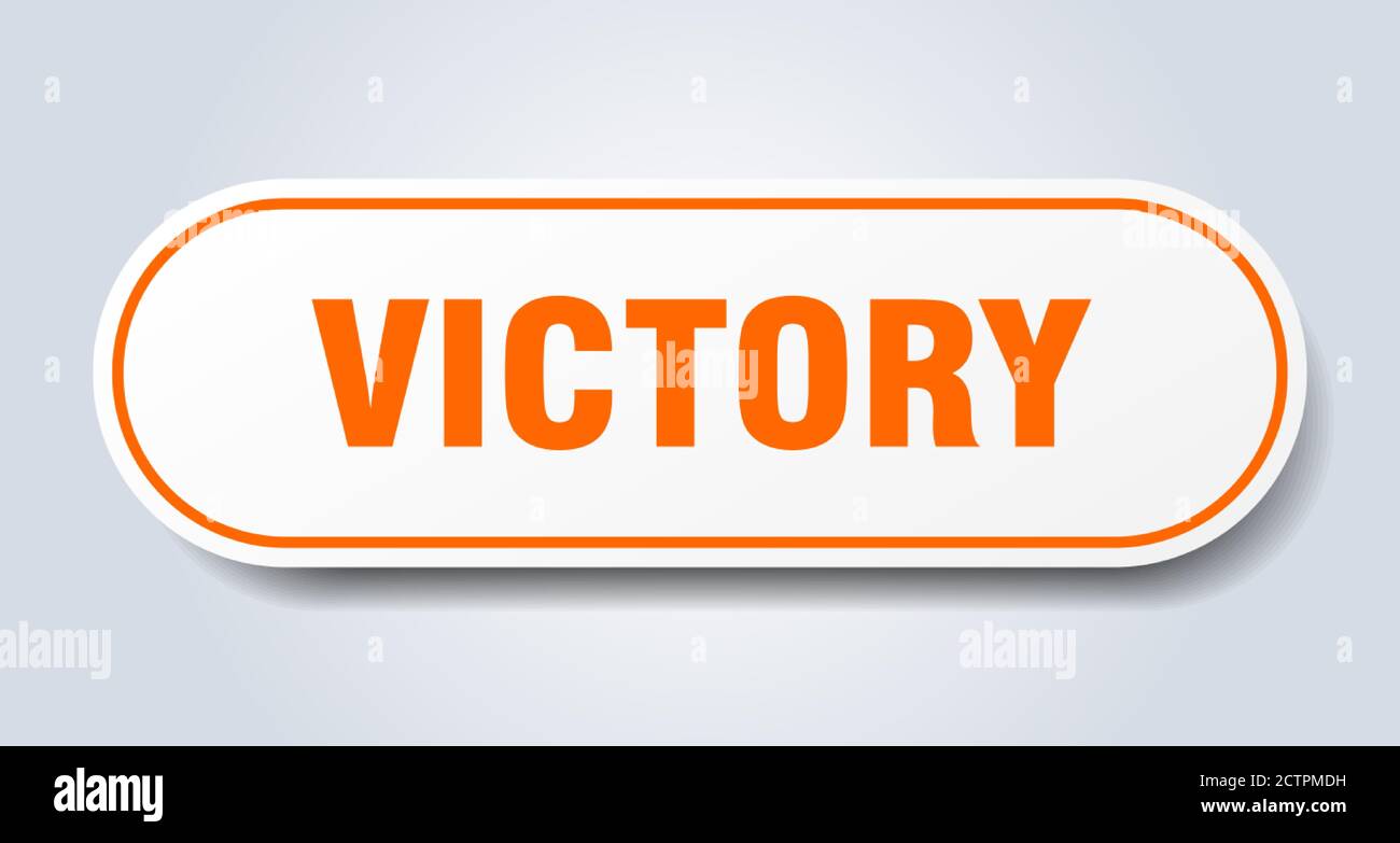 victory sign. rounded isolated sticker. white button Stock Vector Image ...
