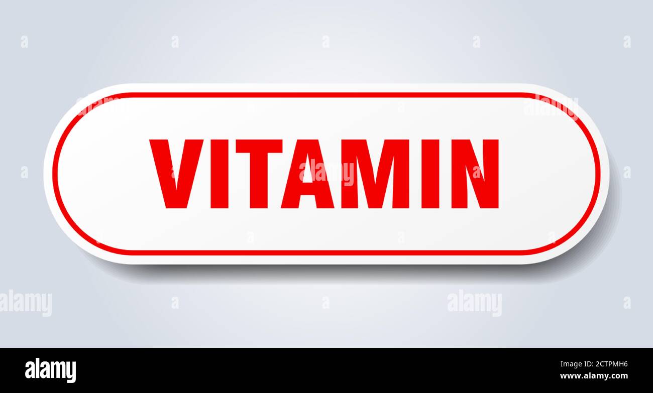 vitamin sign. rounded isolated sticker. white button Stock Vector Image ...