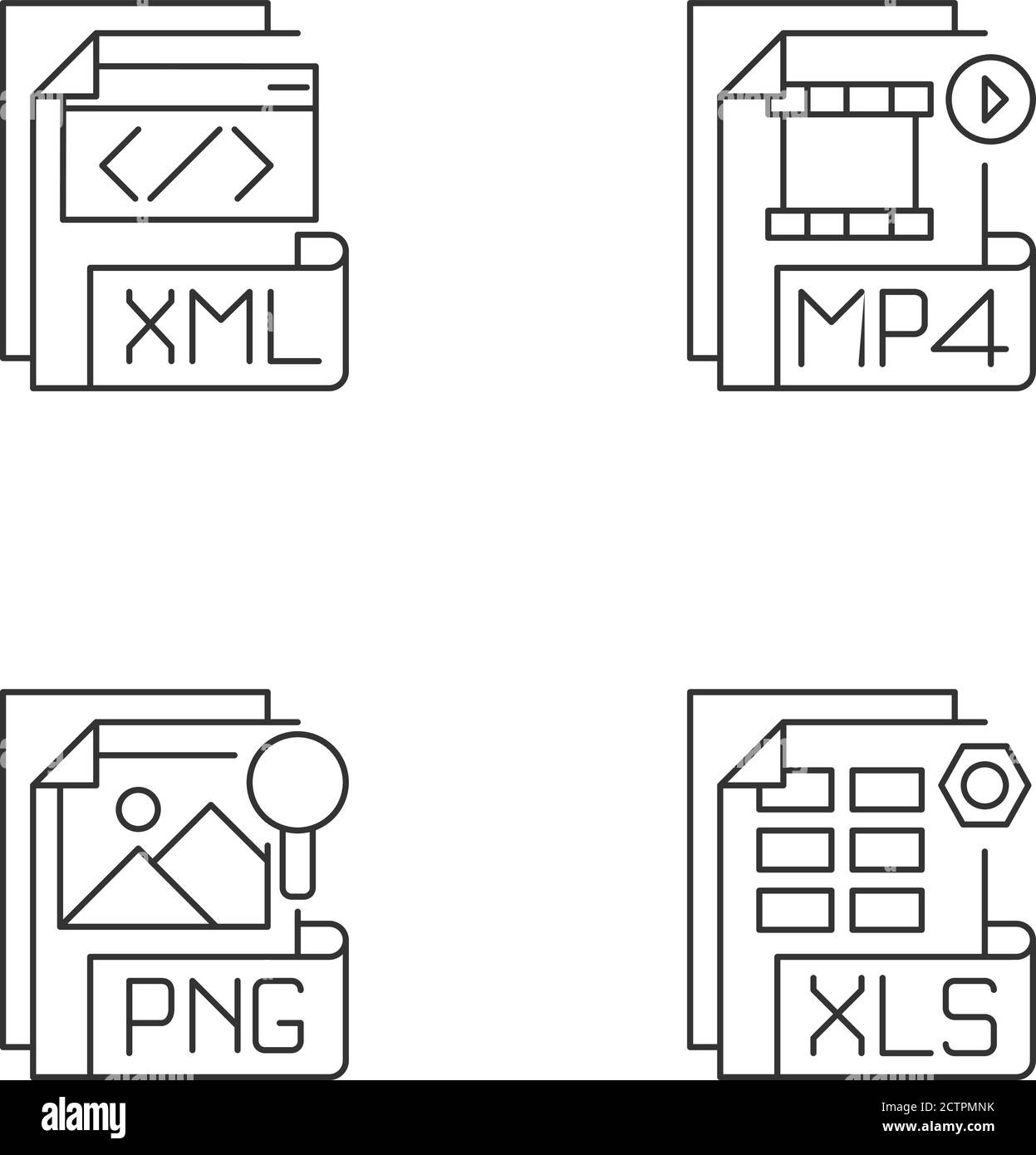 File types pixel perfect linear icons set Stock Vector Image & Art - Alamy